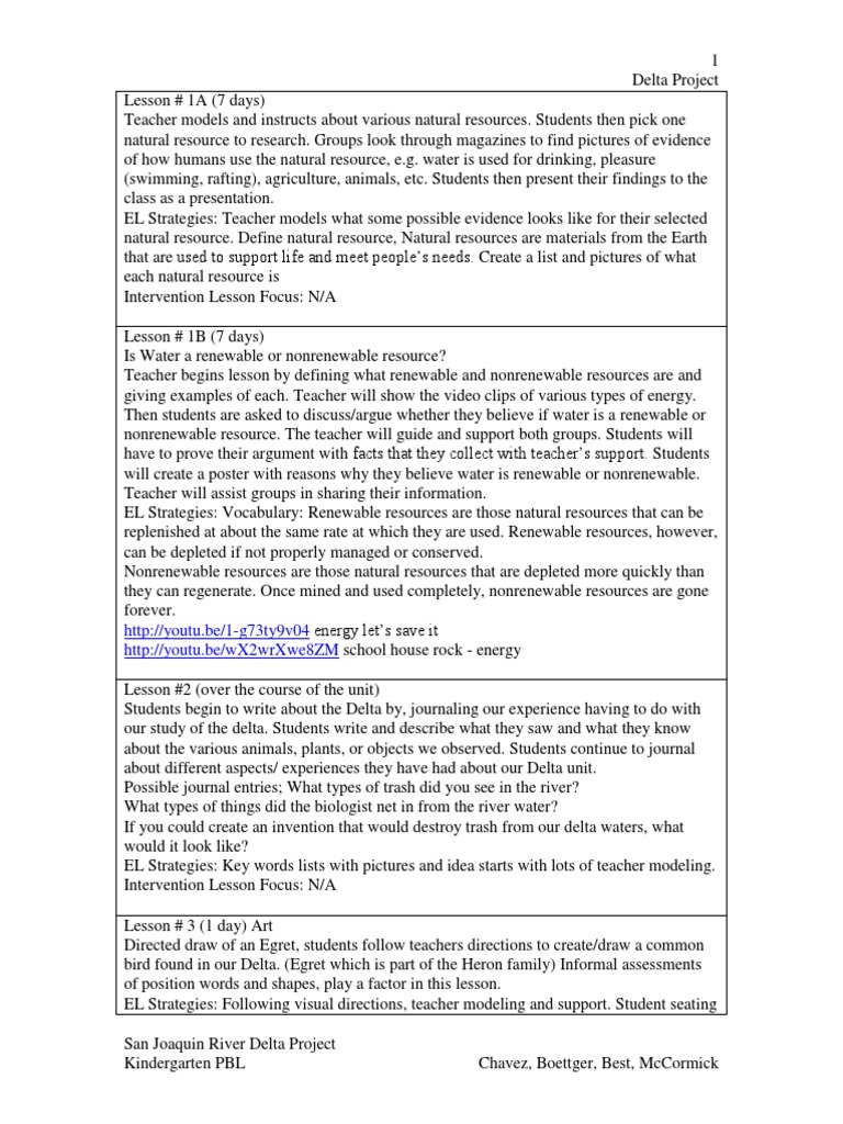PBL Lesson Plans | PDF | Renewable Resources | Resource