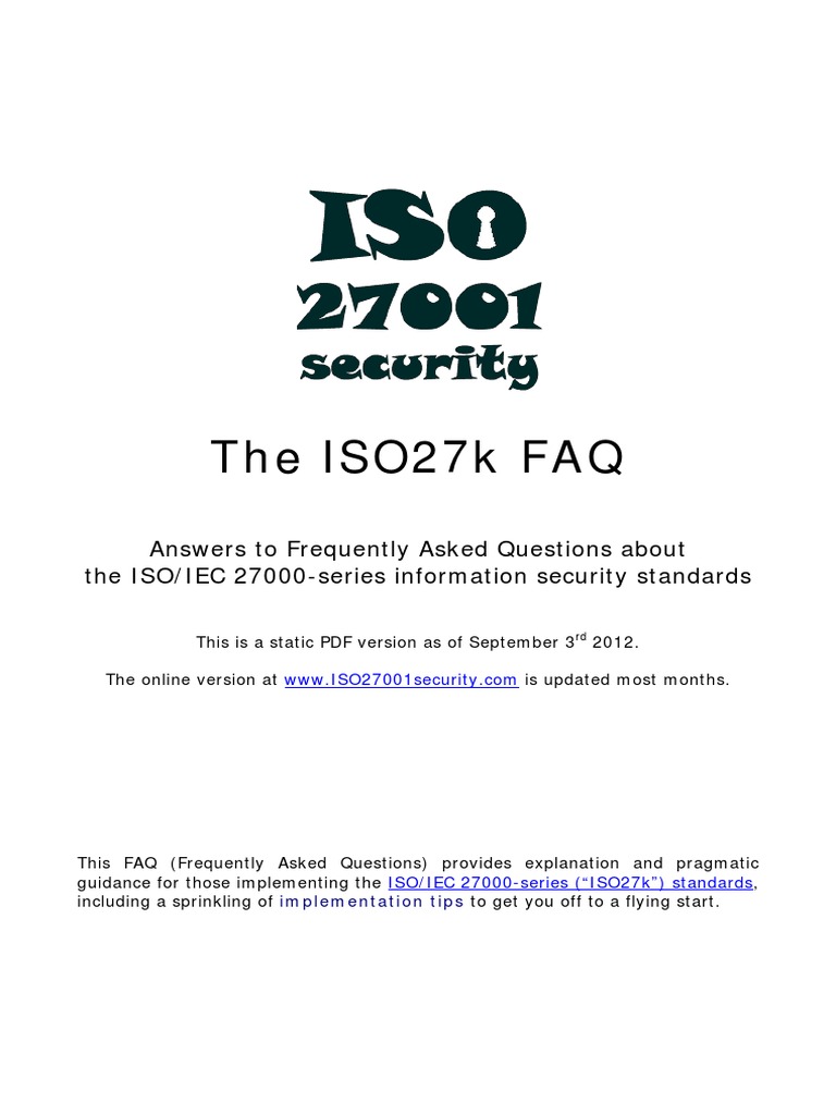 ISO27k FAQ | PDF | Information Security | Computer Security