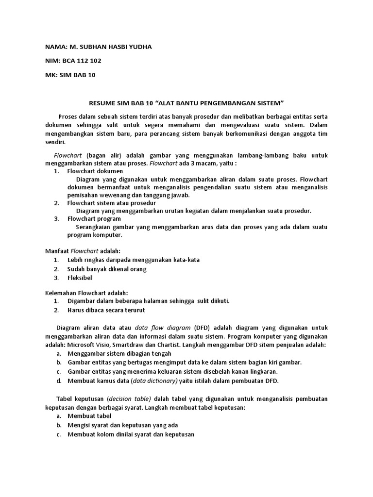 Resume Sim Bab 10 "Alat Bantu Pengembangan Sistem" | PDF