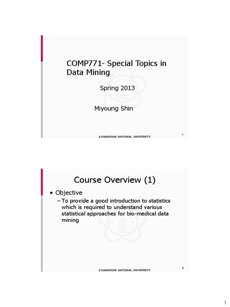 COMP771-Special Topics in Data Mining: Course Overview | PDF