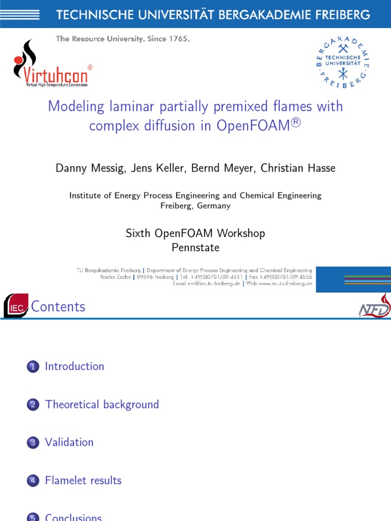 Modeling Laminar Partially Premixed Flames With Complex Diffusion in OpenFOAM | Download Free ...