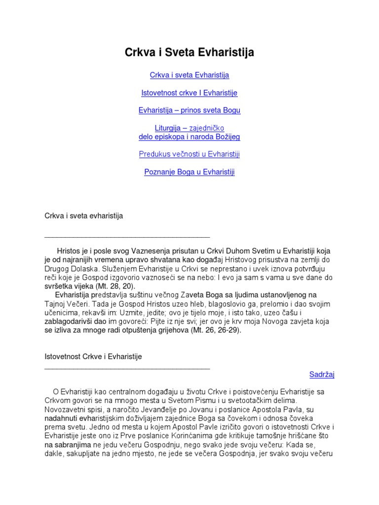 Crkva I Sveta Evharistija | PDF