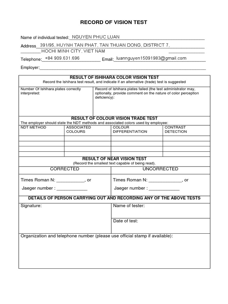 Eye Vision Test | PDF