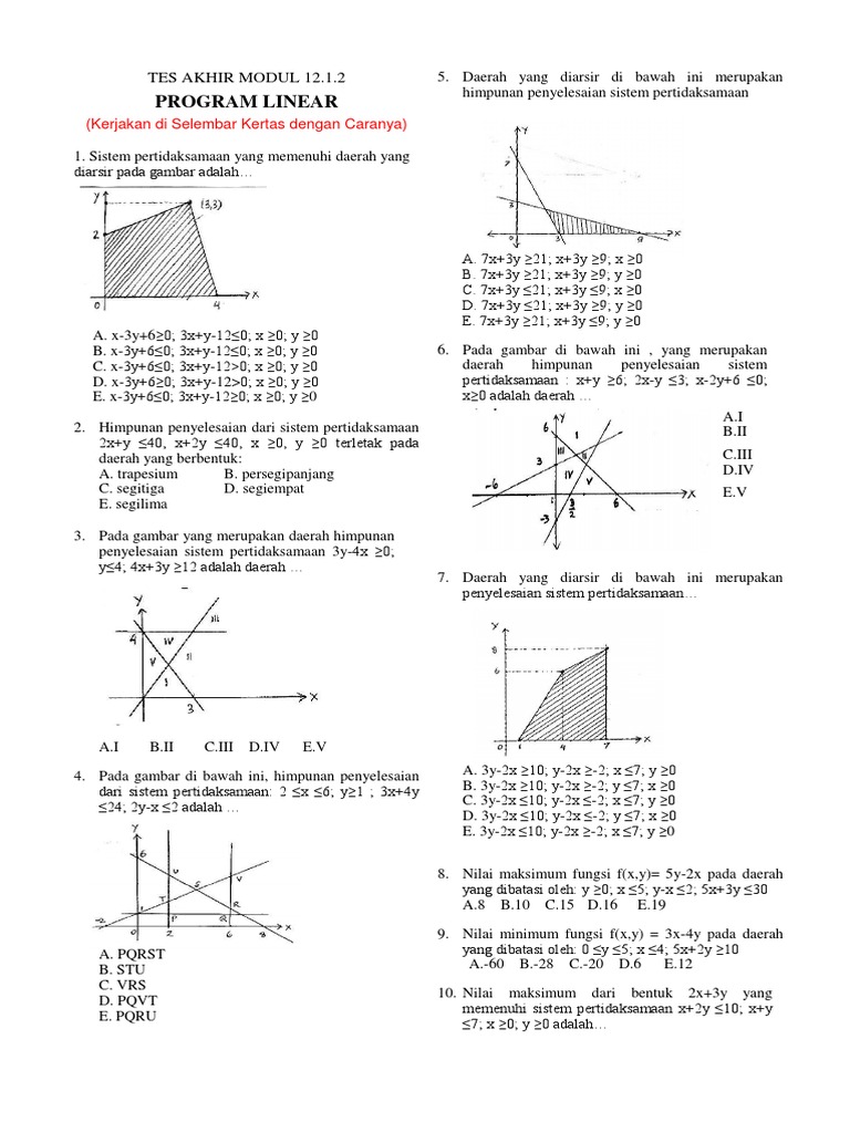 Tes Akhir Modul Program Linear | PDF