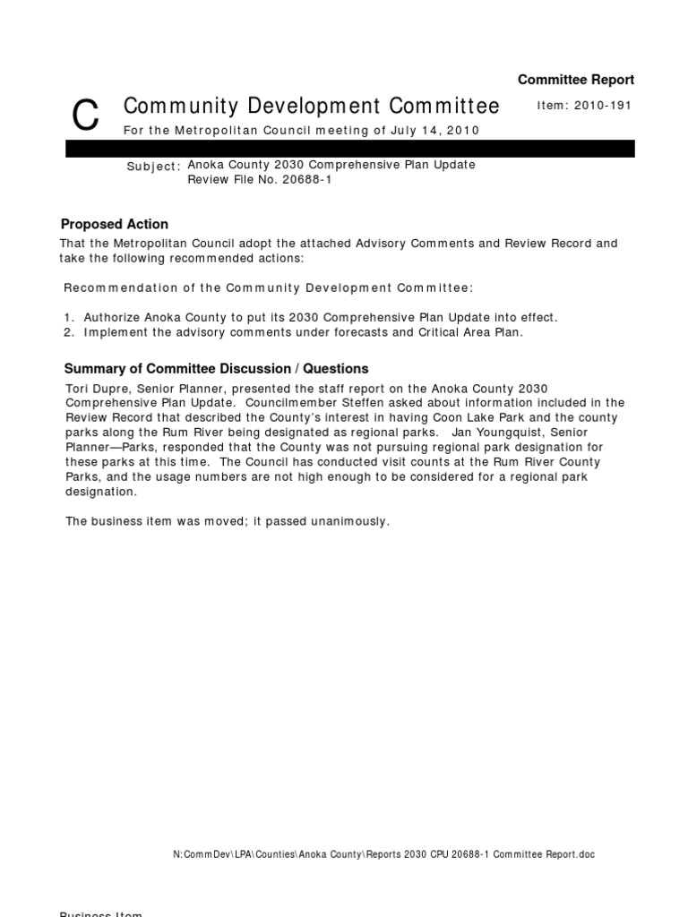 Community Development Committee | PDF | Clean Water Act | Land Management
