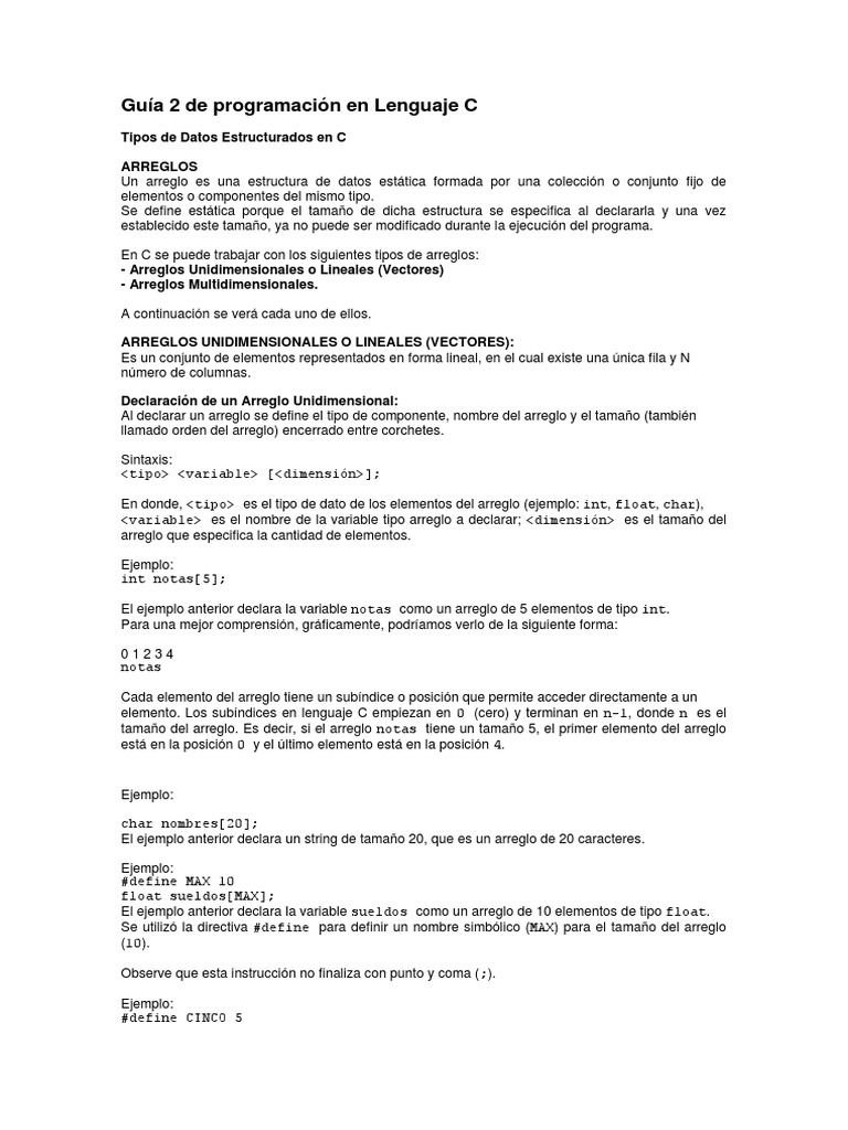 Guía 2 de Programación | PDF | Estructura de datos de matriz ...