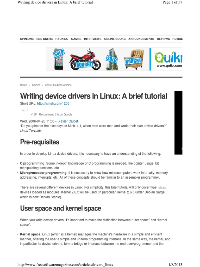 Drivers Linux | PDF | Device Driver | Kernel (Operating System)