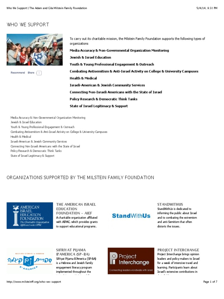 Organizations Supported by The Milstein Family Foundation | PDF | Non ...