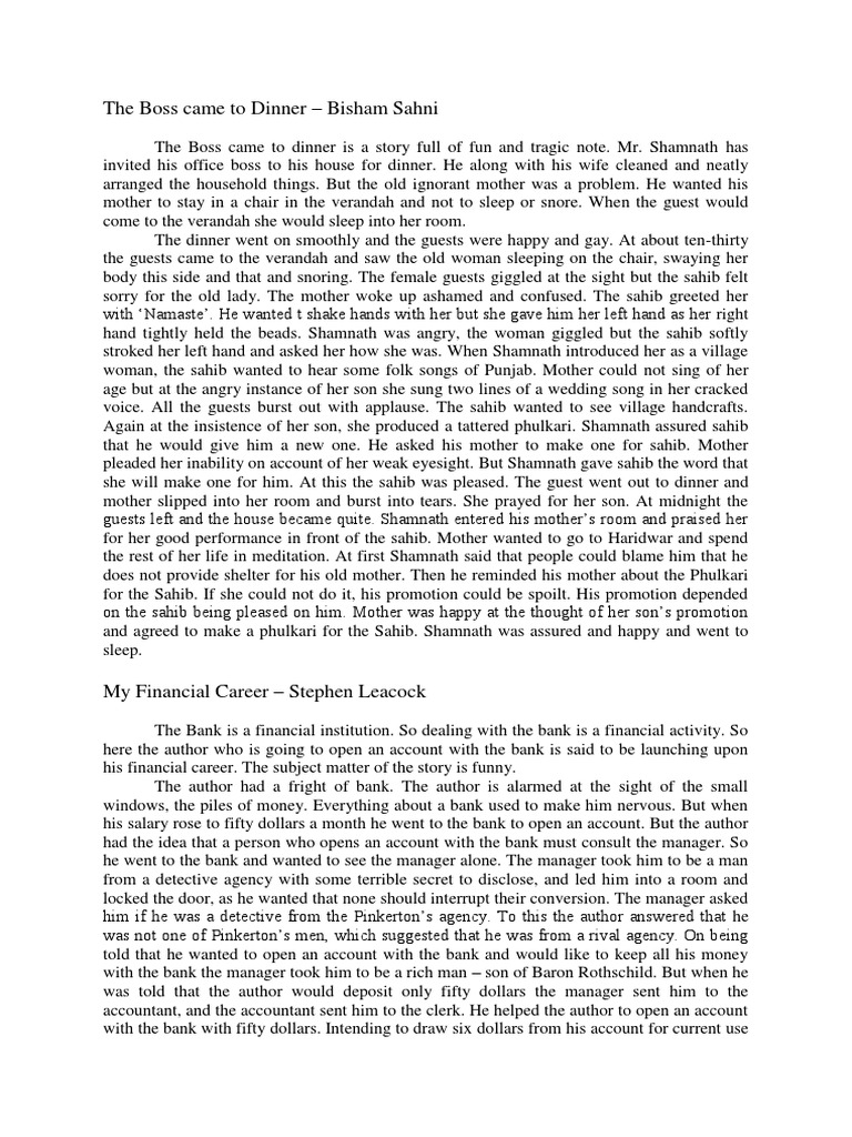 The Boss Came To Dinner | PDF | Sky | Nature