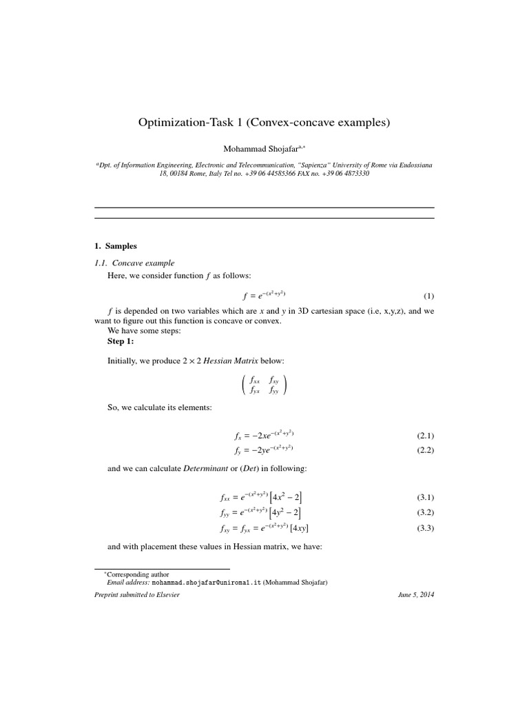 Optimization Convex Concave Example Pdf Determinant Matrix Mathematics