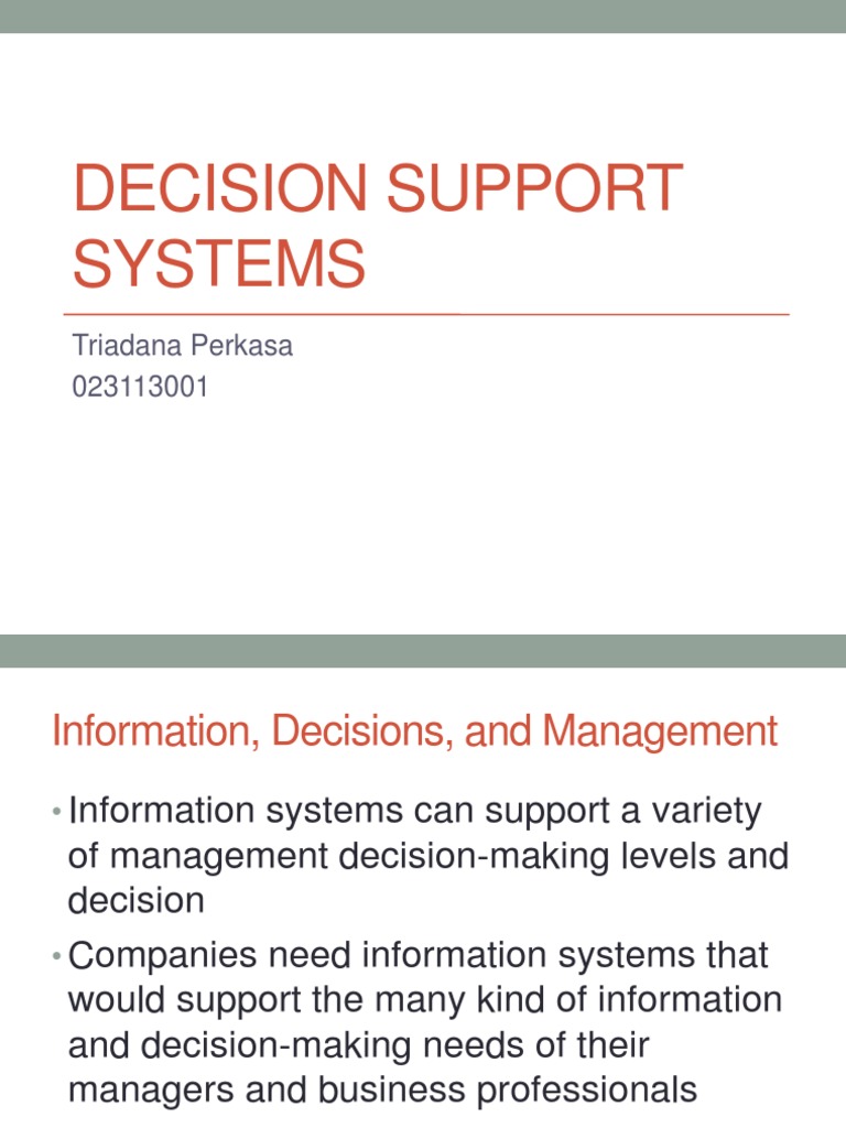 Decision Support Systems | PDF | Decision Support System | Information ...