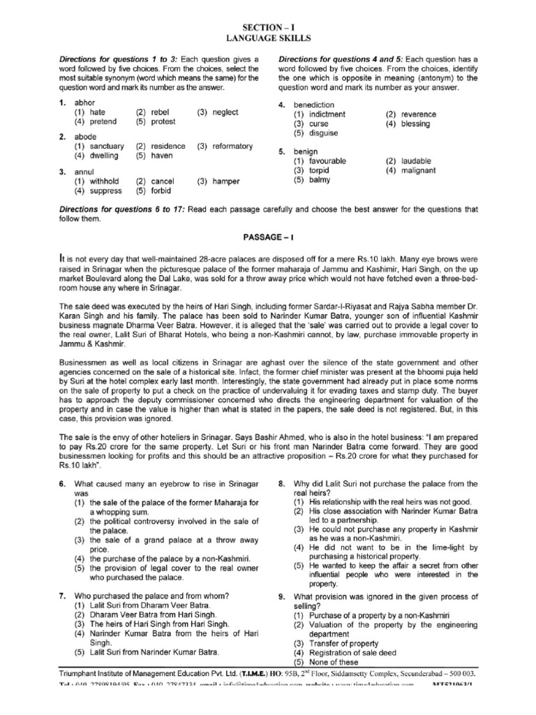 NMAT Question Paper | PDF