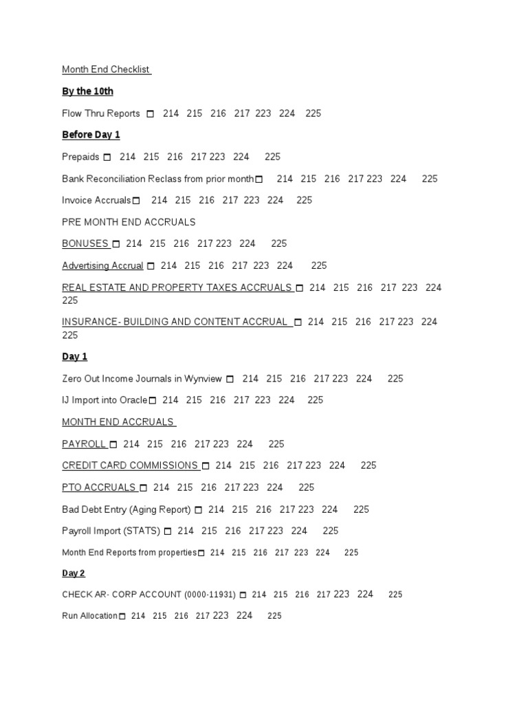 Month End Financial Checklist Guide | PDF | Accrual | Personal Finance
