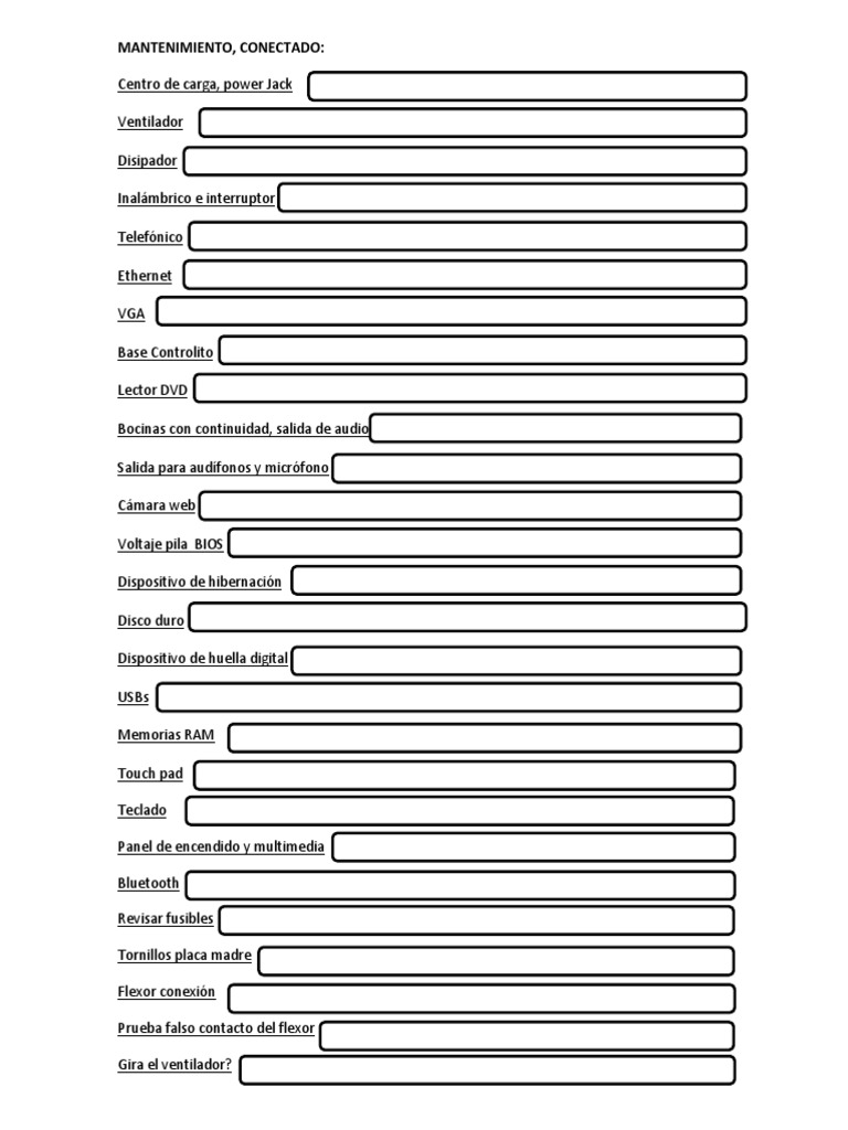 Check List Laptop | PDF