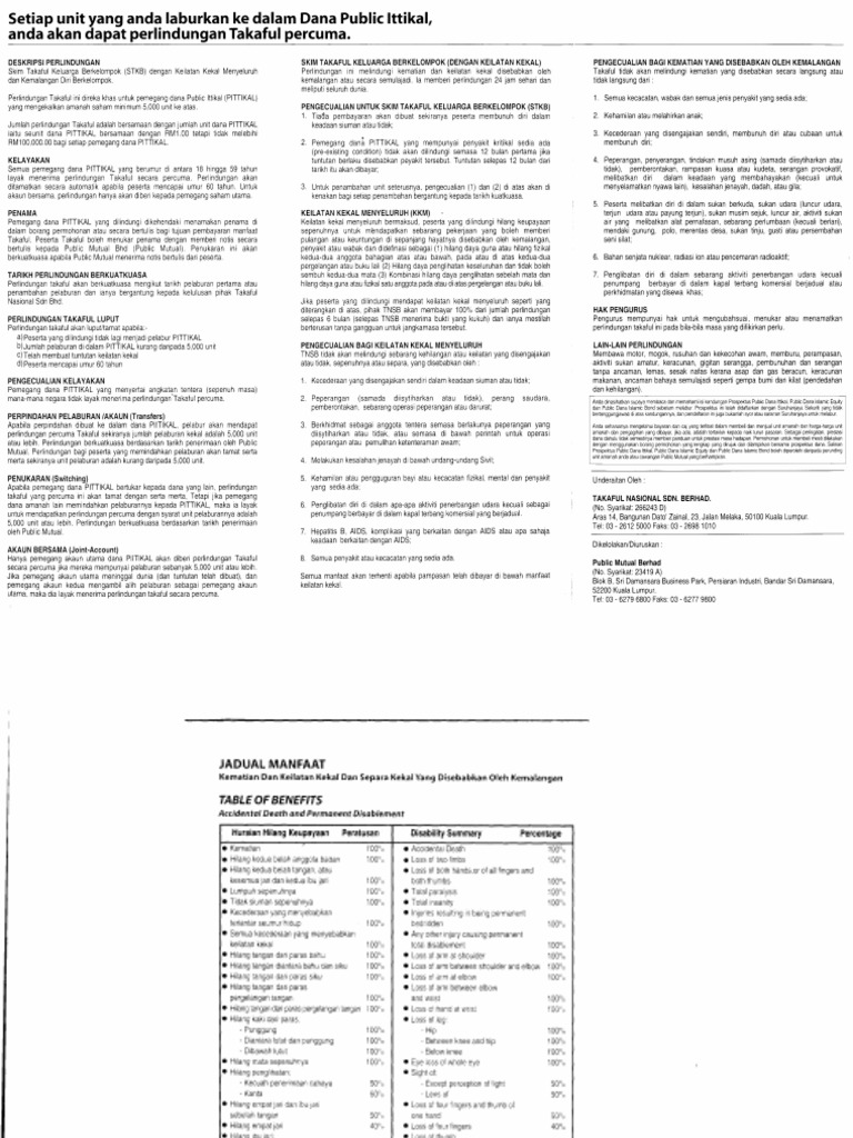 Free Takaful For PIttikal Fund | PDF
