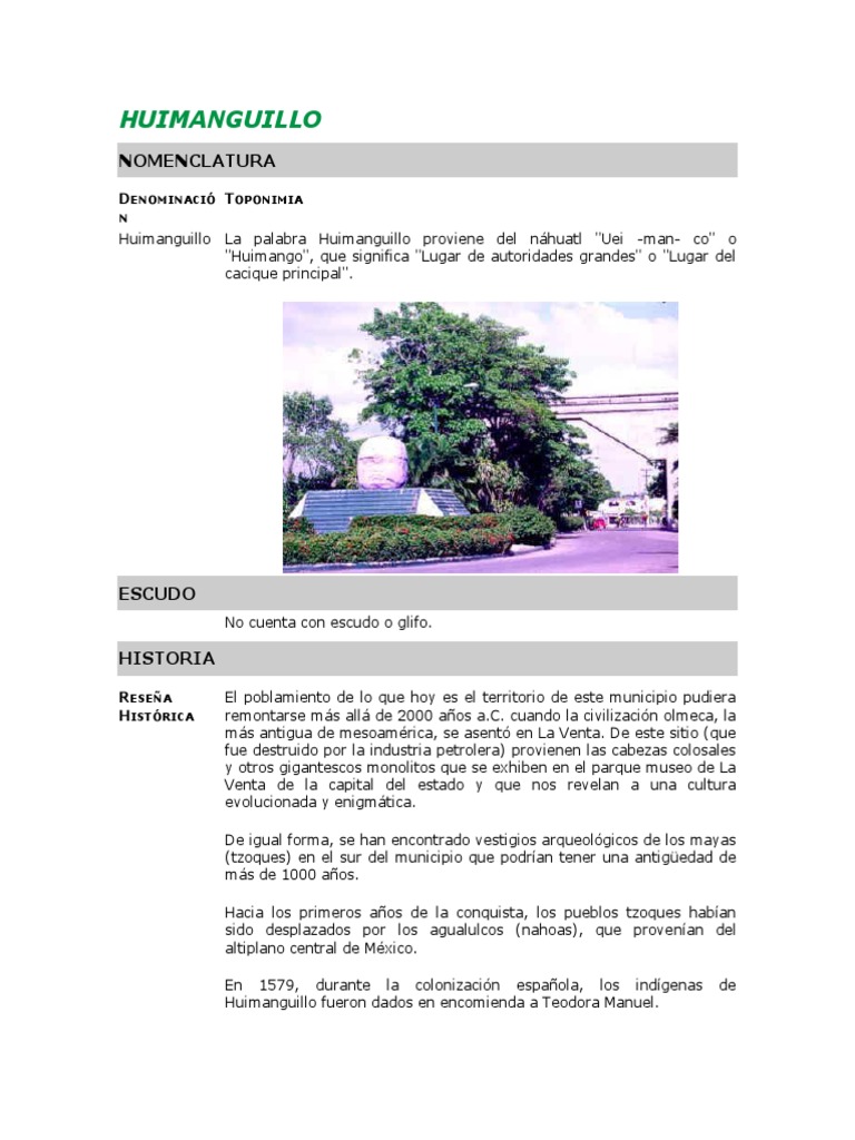 HUIMANGUILLO | PDF | Alcalde | Naturaleza