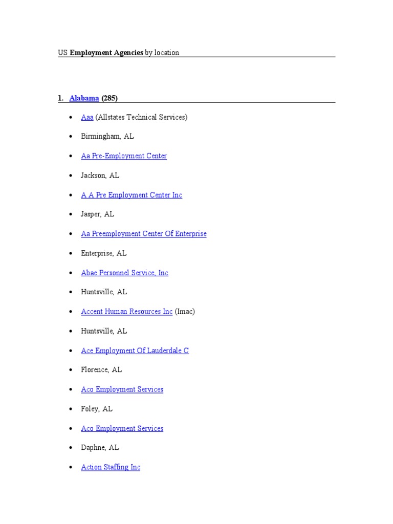 US Employment Agencies Directory | PDF | Corporations | Business
