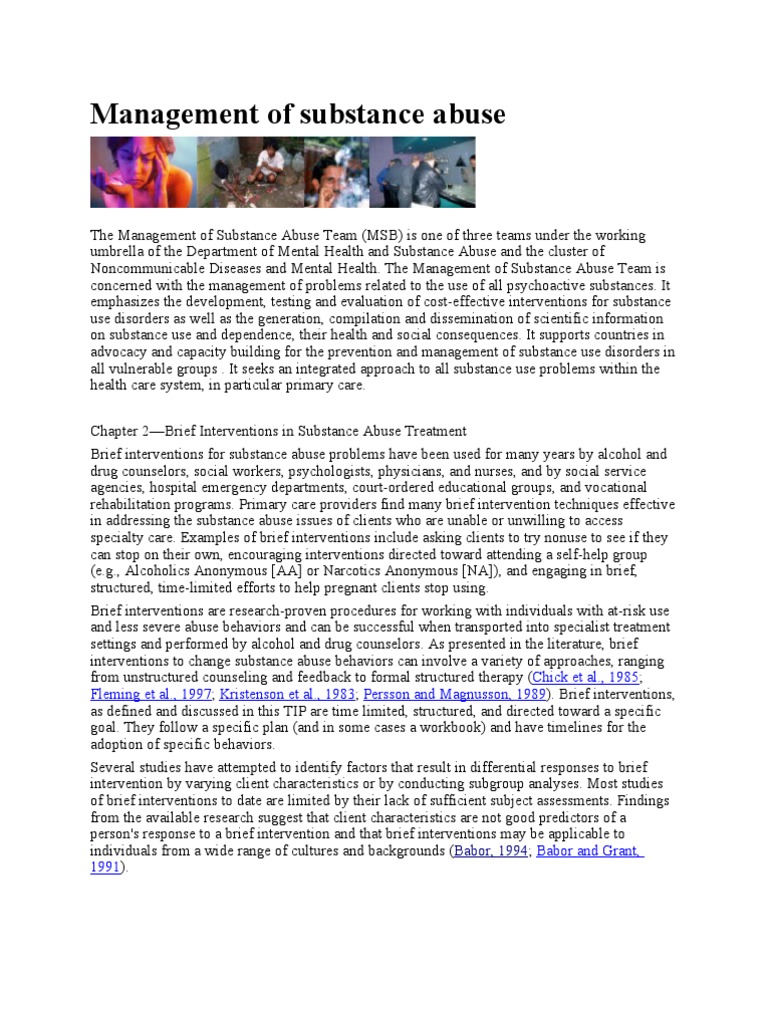 Management of Substance Abuse | PDF | Alcoholism | Substance Abuse