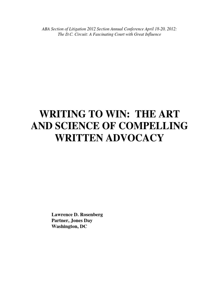 34-2 Writing To Win Art and Science Compelling Written Advocacy ...