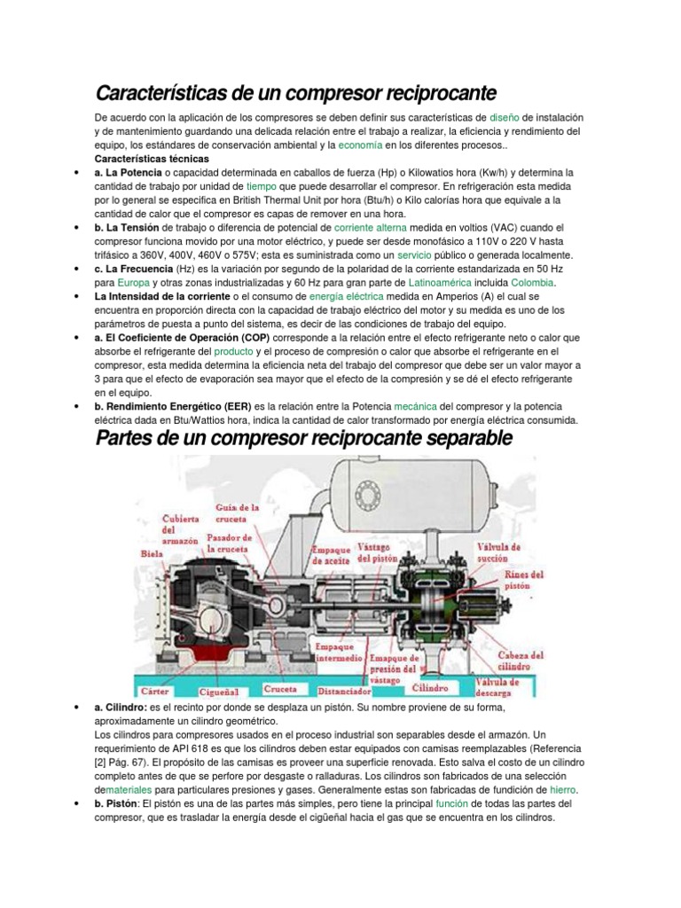 Características de Un Compresor Reciprocante | PDF | Pistón | Compresor ...