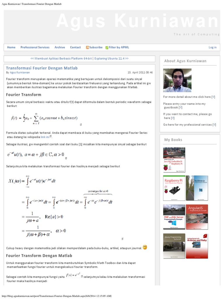 Agus Kurniawan - Transformasi Fourier Dengan Matlab | PDF