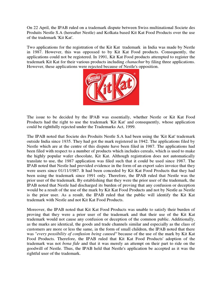Kit Kat Case | PDF | Trademark | Virtue