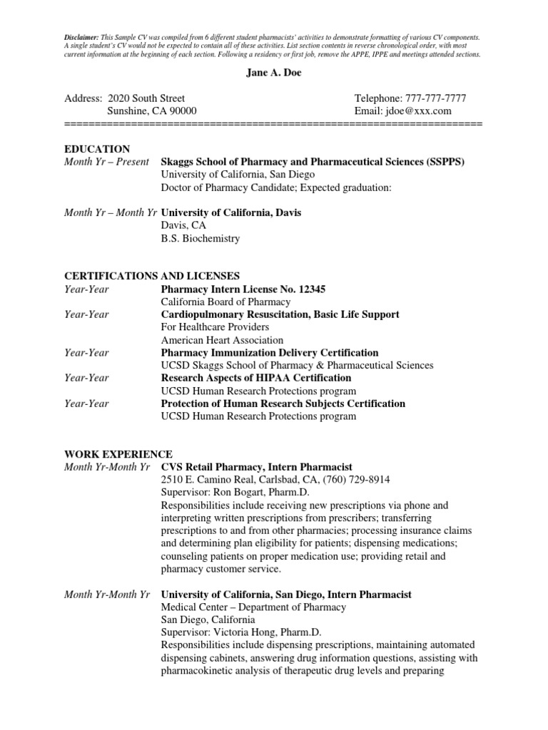 Student Curriculum Vitae Sample | PDF
