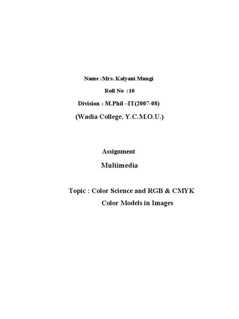 Color Models Final Assignment | PDF | Business