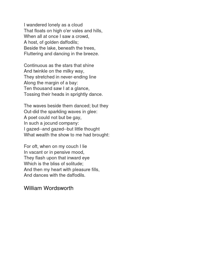 Daffodils: A Poetic Reflection | PDF | Art | Poetry