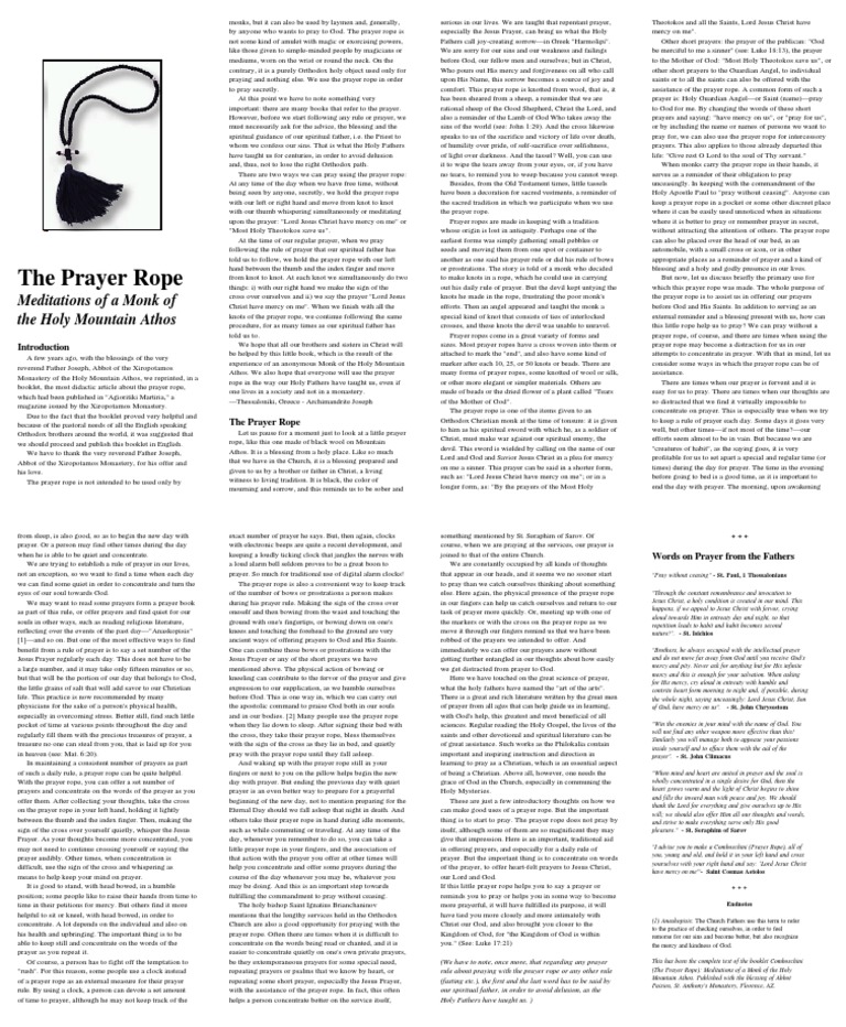 The Prayer Rope: Meditations of A Monk of The Holy Mountain Athos | PDF ...