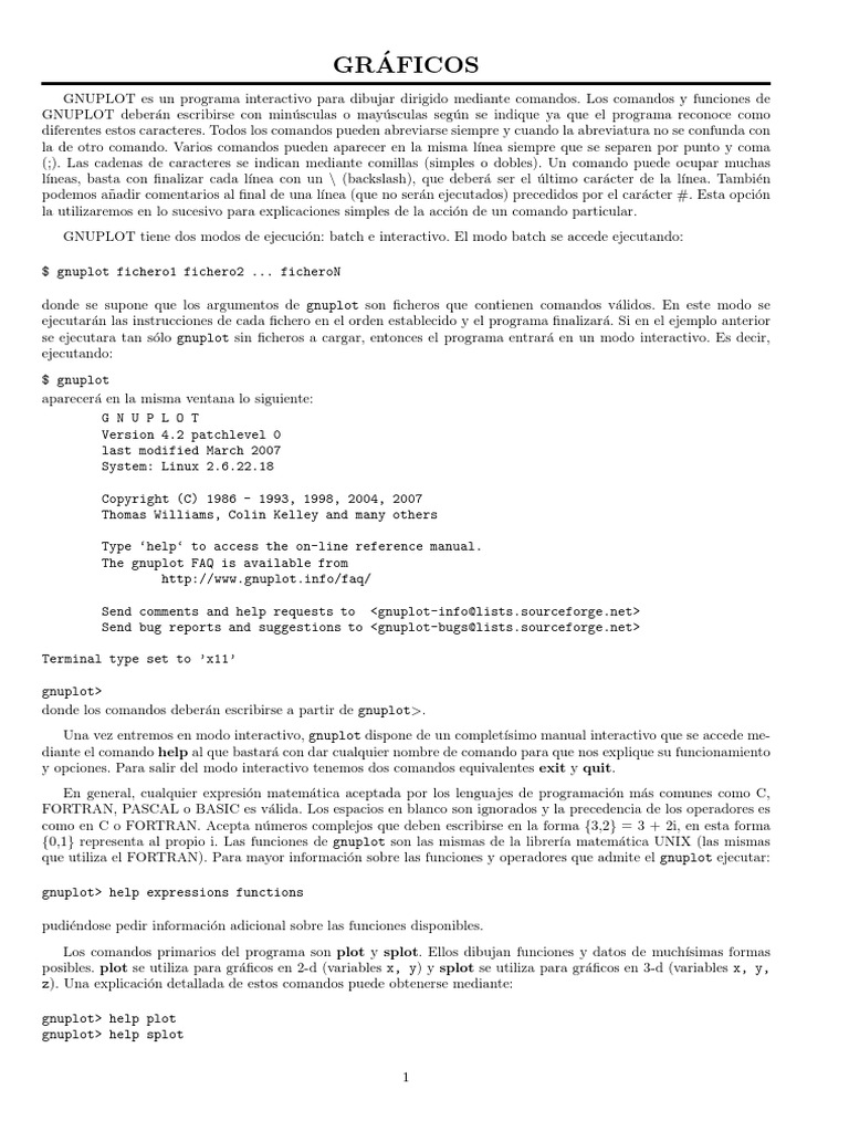 Gnu Plot Pdf Terminal De Computadora Comillas