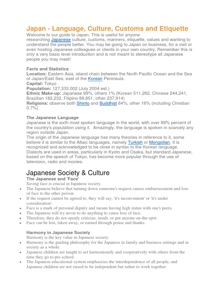 Japan | PDF | Japanese Language | Nonverbal Communication