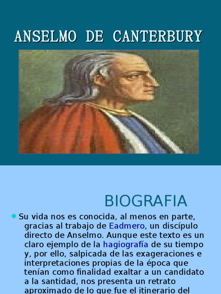 Anselmo de Canterbury | PDF | Teología | Teorías filosóficas