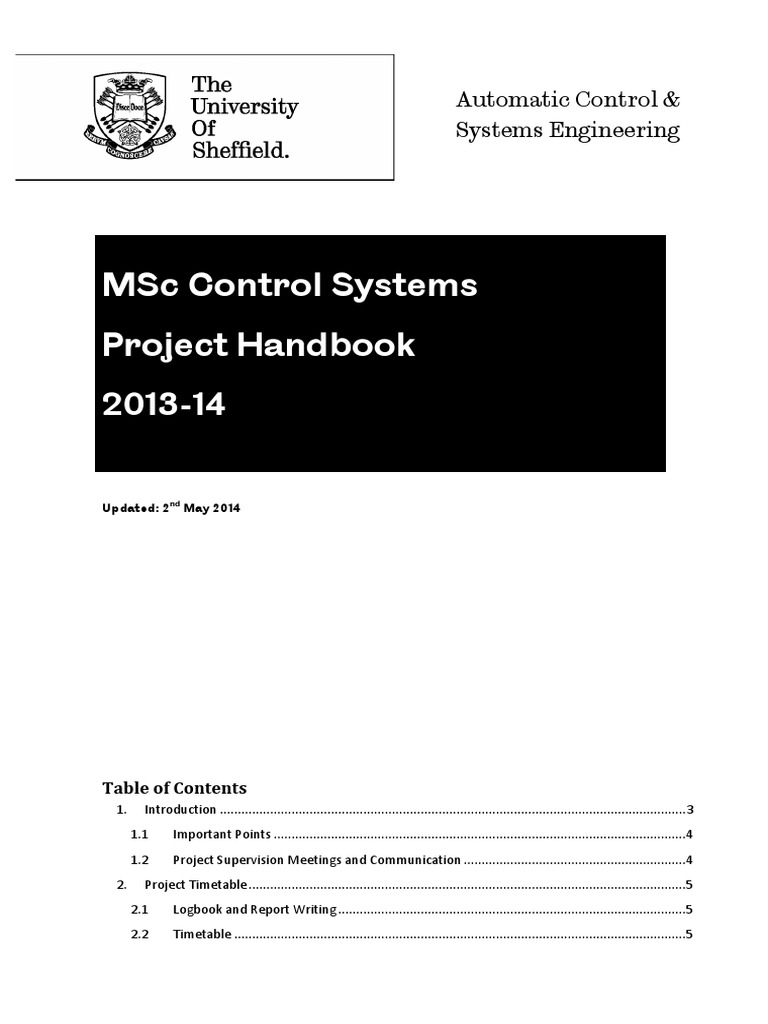 MSC Control Systems Project Handbook 2013-14 | PDF | Cognition ...