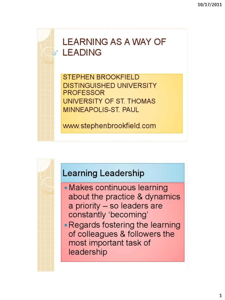Learning As A Way of Leading | PDF | Epistemology | Cognitive Science