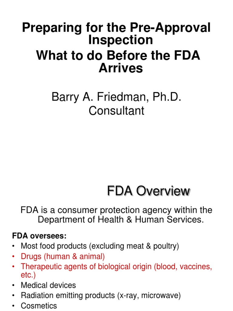 Preparing Pre-Approval Inspection | PDF | Food And Drug Administration ...
