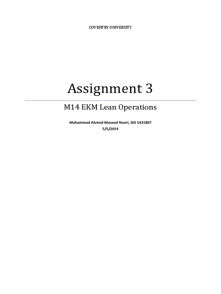 Assignment | PDF | Lean Manufacturing | Inventory