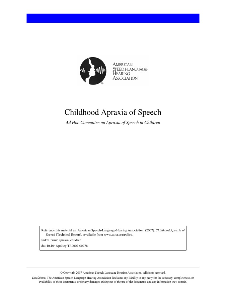 Childhood Apraxia of Speech | PDF | Stress (Linguistics) | Human ...