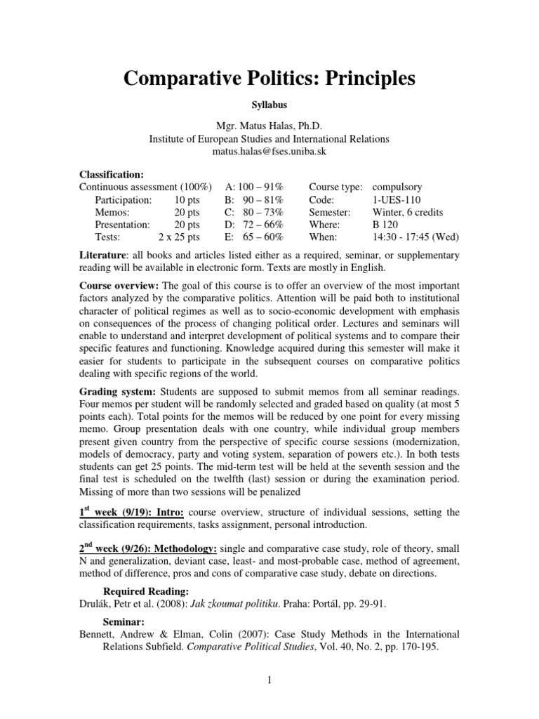 Comparative Politics Syllabus | PDF | Authoritarianism | Democracy