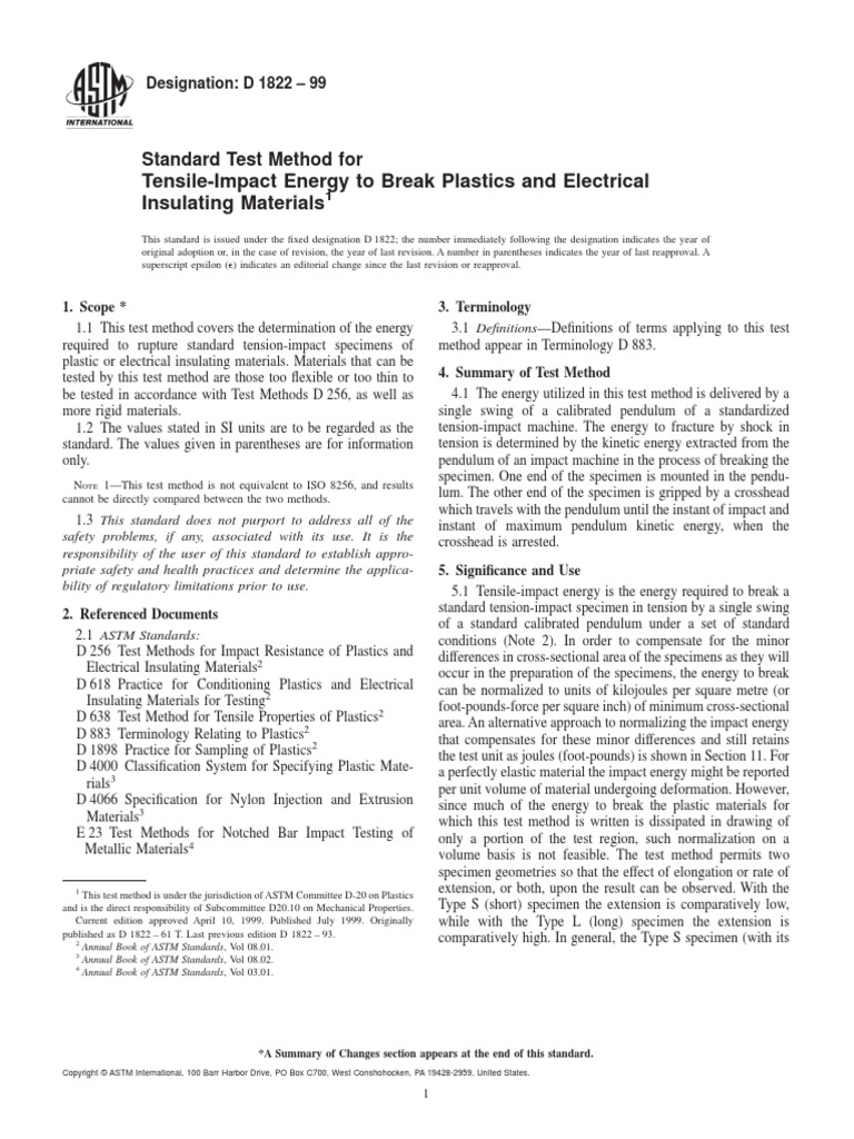 Metodo Astm d1822 | Pendulum | Deformation (Engineering)