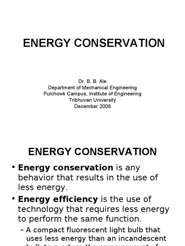 Energy Conservation | PDF | Cogeneration | Energy Conservation