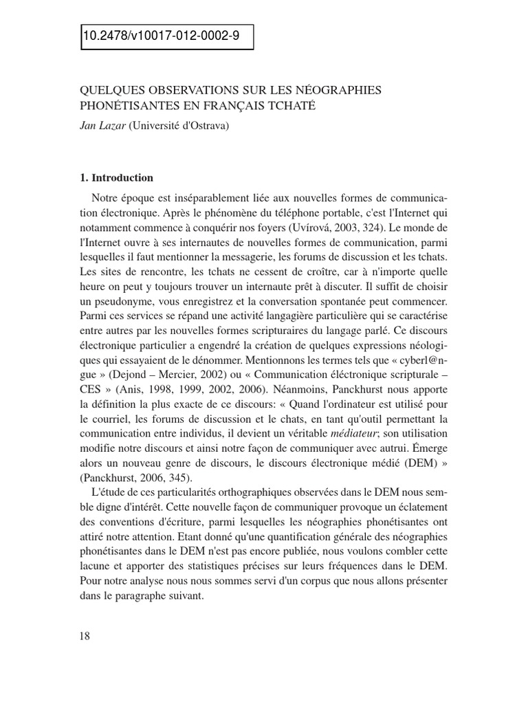 Néographies phonétisantes en français tchaté | PDF | Messagerie ...