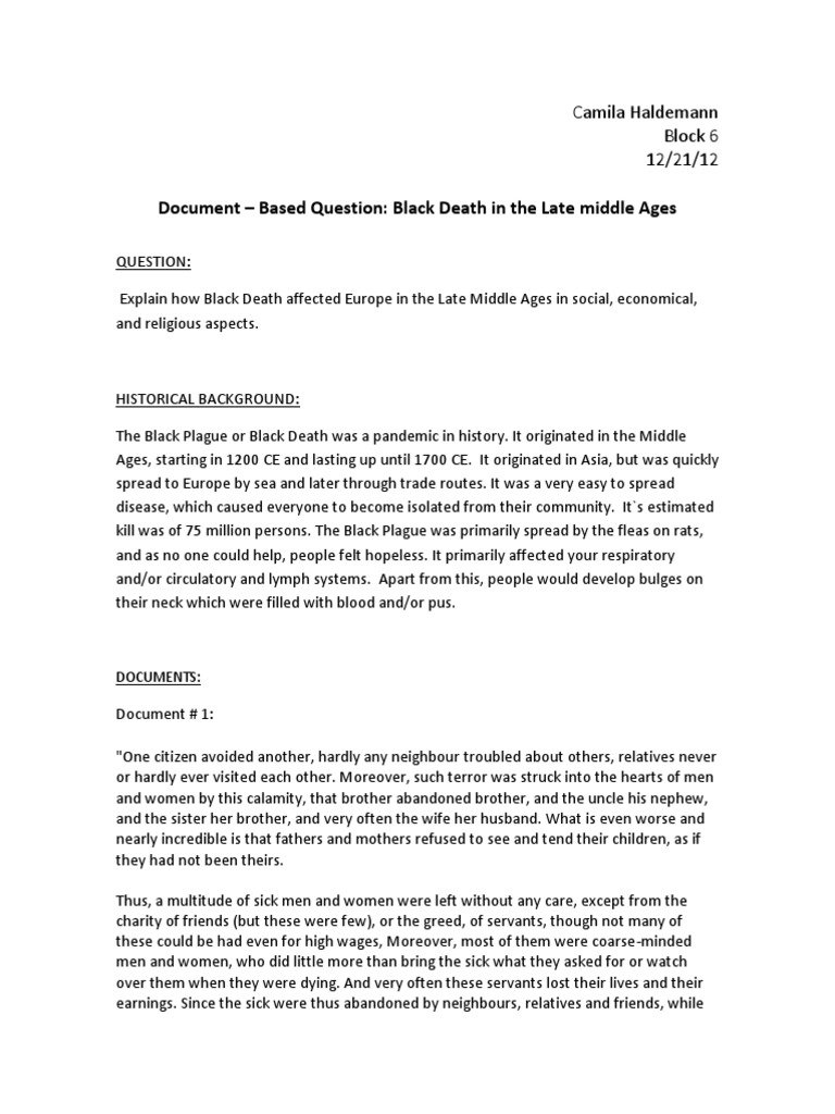 DBQ Docs 3 | PDF | Black Death | Pandemic