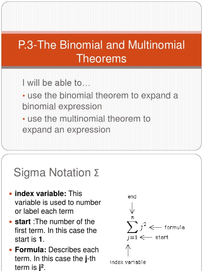 Binomial and Multinomial Theorems | PDF | Teaching Methods & Materials