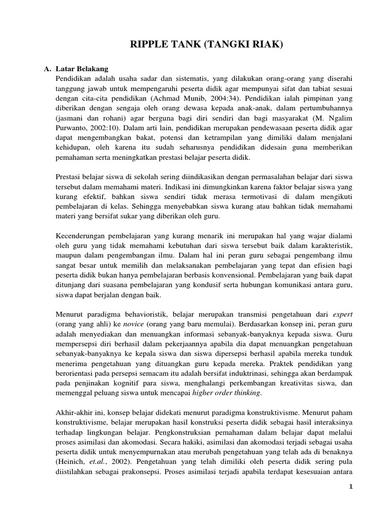 Makalah Tangki Riak | PDF | Sains & Matematika