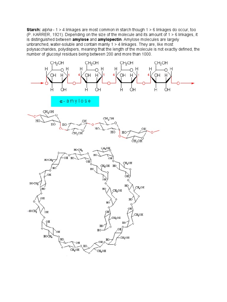 Starch: Alpha - 1 4 Linkages Are Most Common in Starch Though 1 6 ...
