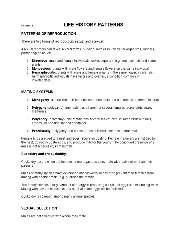 Life History Patterns | PDF | Sexual Selection | Natural Selection