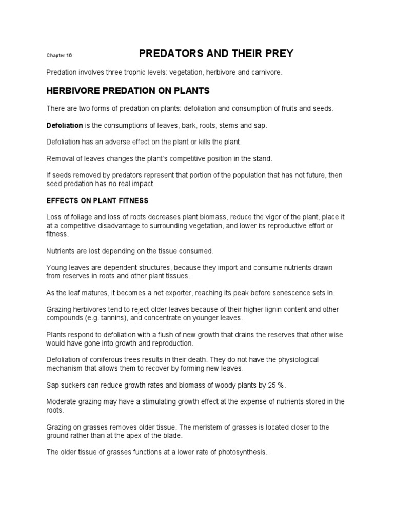 Predators and Their Prey: Herbivore Predation On Plants | PDF | Leaf ...