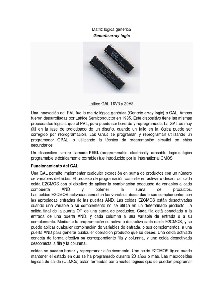 Generic Array Logic: Funcionamiento Del GAL | PDF | Diseño electronico ...