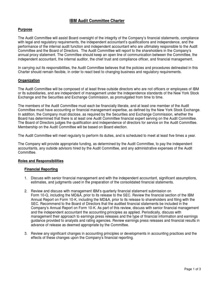 Audit Com Charter | PDF | Audit Committee | Internal Audit